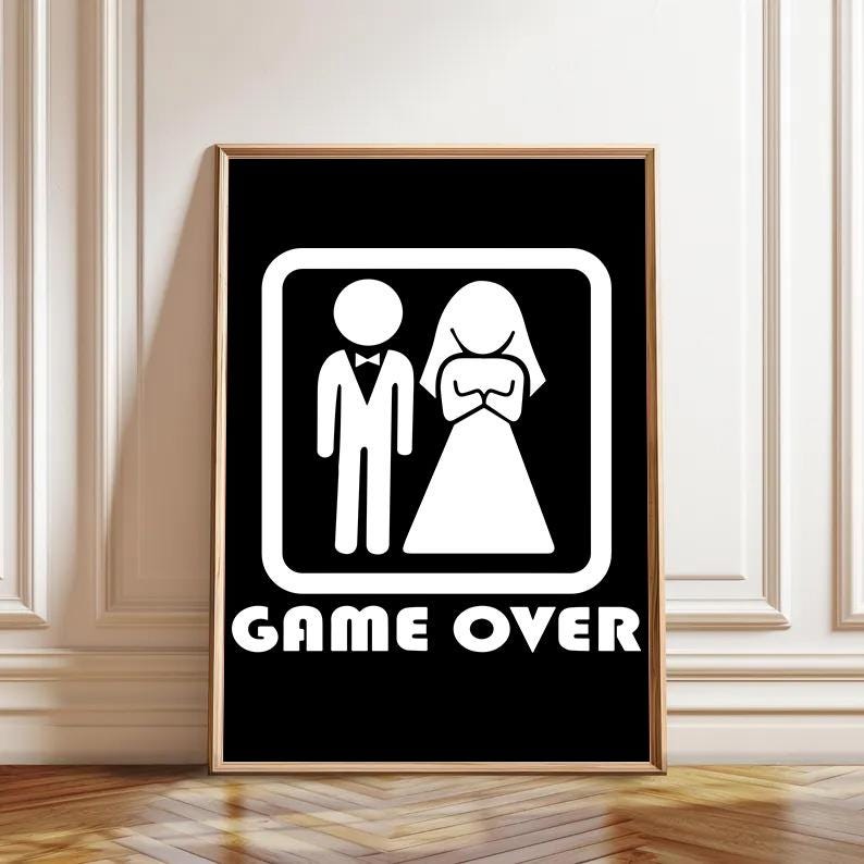 Game Over Marriage PNG | Funny Getting Married Game Over | Wedding Gag ...