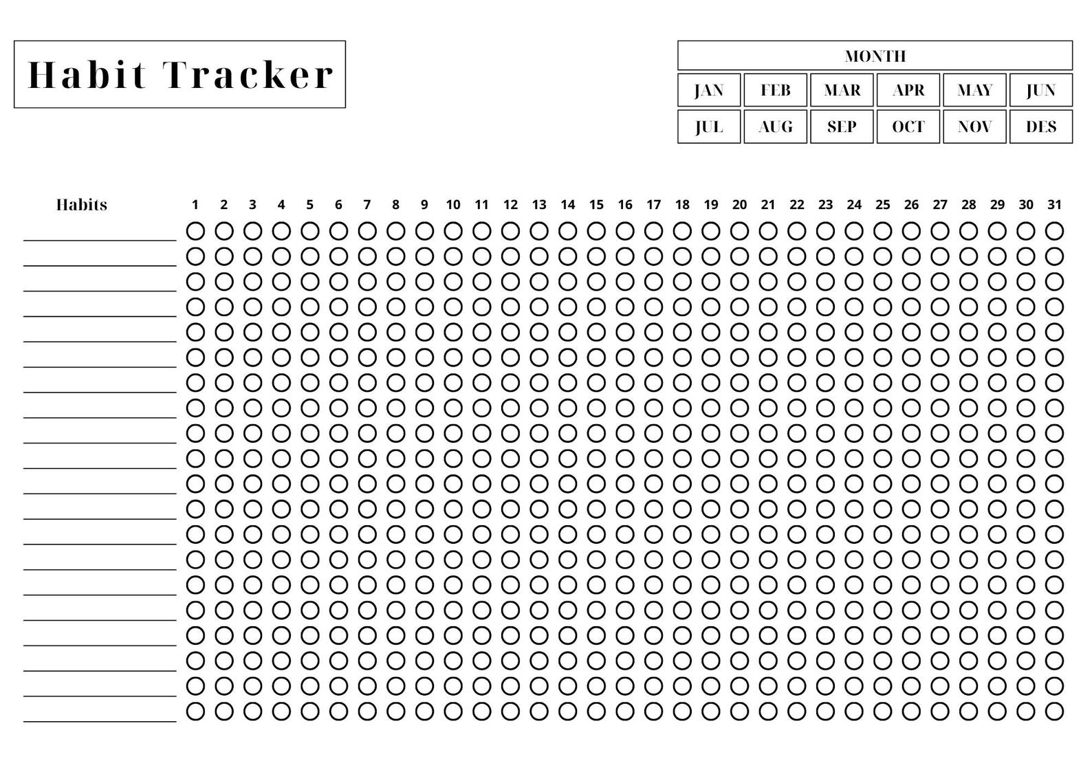 Habit Tracker Printable Bundle | 3 Designs in 1 Set | Circle, Heart ...