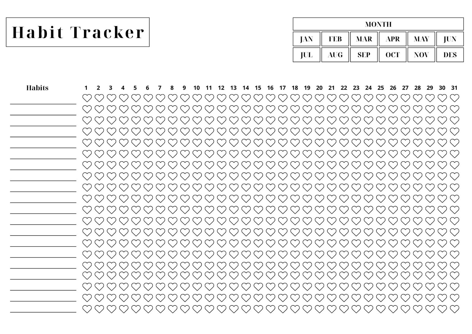 Habit Tracker Printable Bundle | 3 Designs in 1 Set | Circle, Heart ...