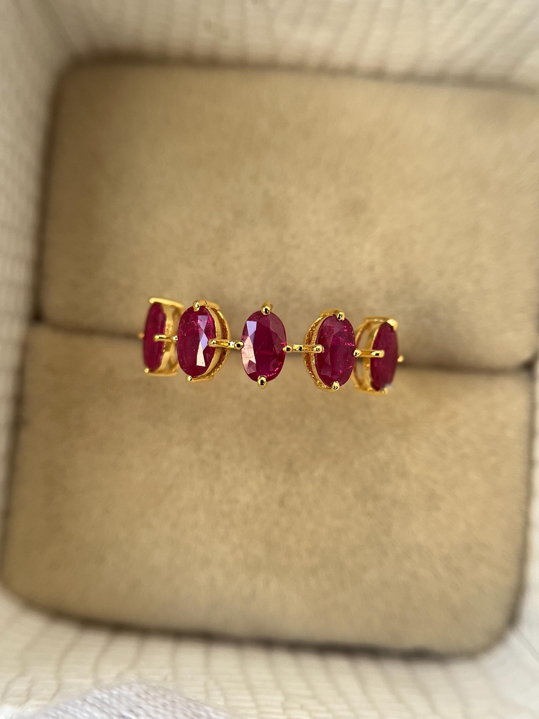 Vintage Ruby Ring, Five Stone Ruby Ring, Ruby Engagement Ring, 14k ...