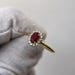 Elegant Red Ruby Ring, 14k Gold Oval Cut Ruby Ring, AAA Ruby Halo ...