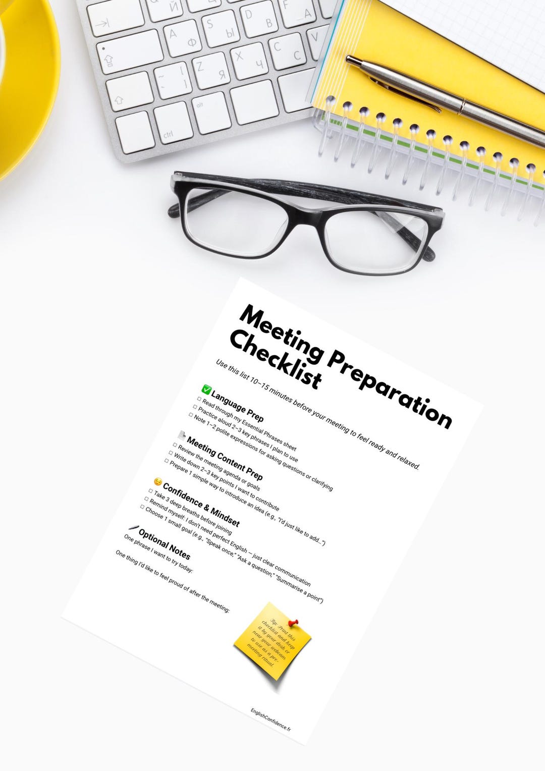 Meeting Preparation Checklist (english for Work) – PDF Download - Etsy