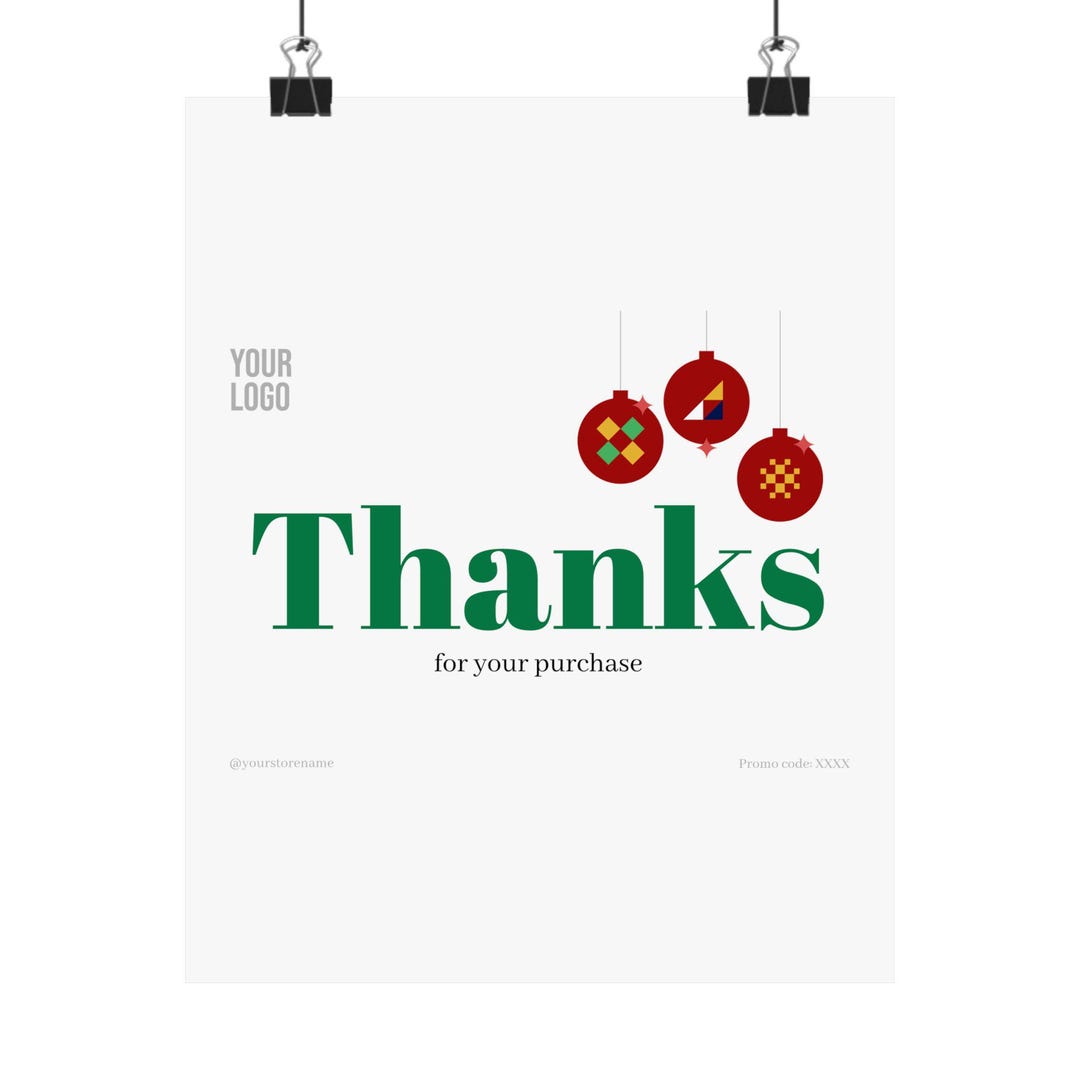 Thanks Poster Matte Vertical Poster | Thank You Print, Holiday Ornament ...