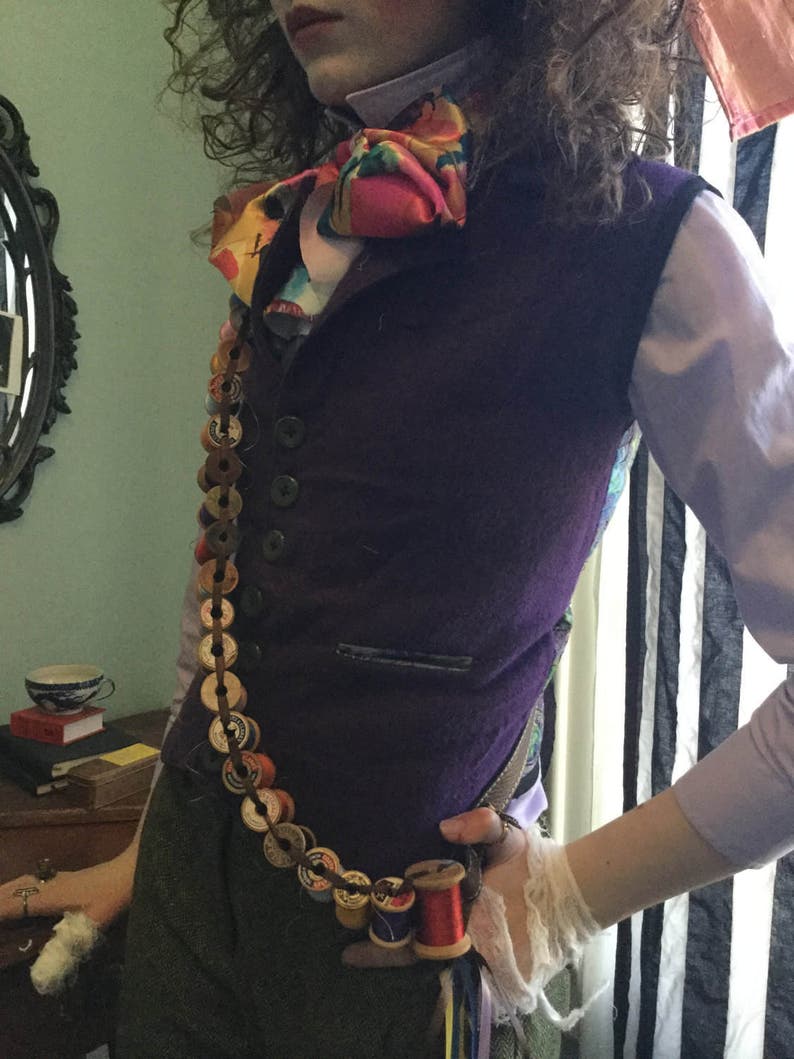 Mad Hatter Costume Bandoleer: Vintage Thread Spools, Ribbon Belt - Etsy