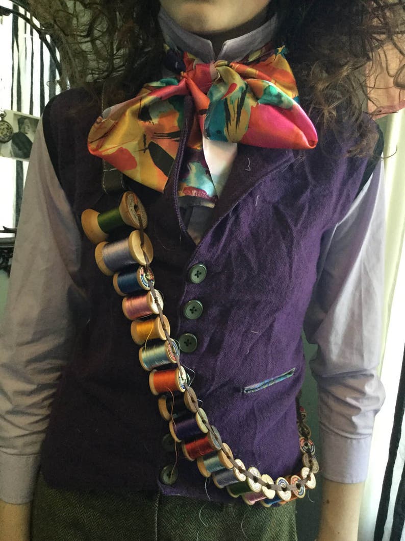Mad Hatter Costume Bandoleer: Vintage Thread Spools, Ribbon Belt - Etsy