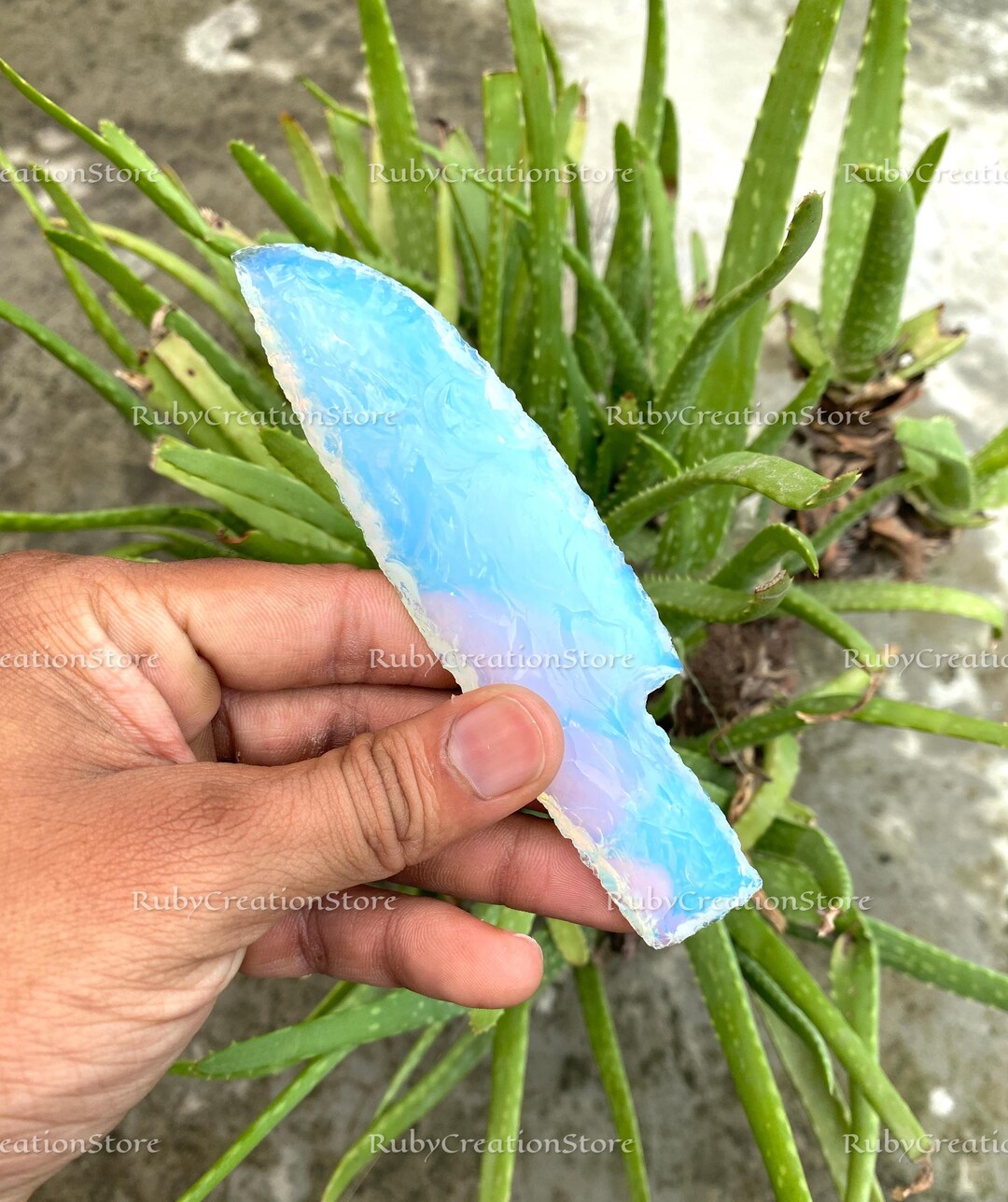 5 Pcs Opalite Knapped Crystal Knives – Iridescent Altar Decor ...