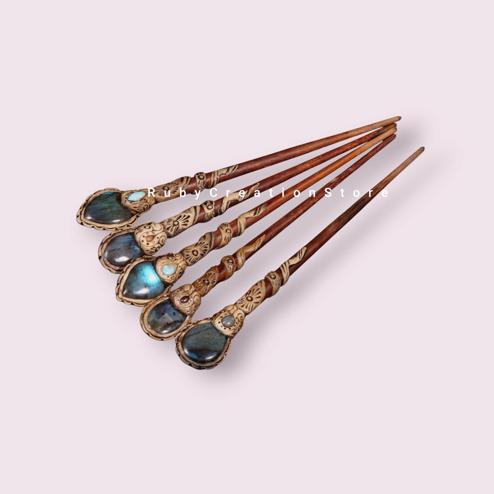 Labradorite Hair Sticks: Handmade Polymer Clay Boho Hair Pins - Etsy