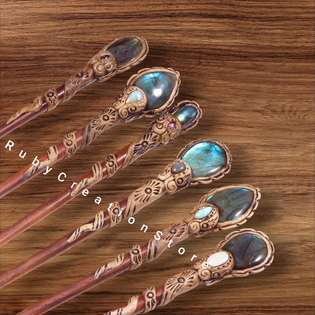 Labradorite Hair Sticks: Handmade Polymer Clay Boho Hair Pins - Etsy