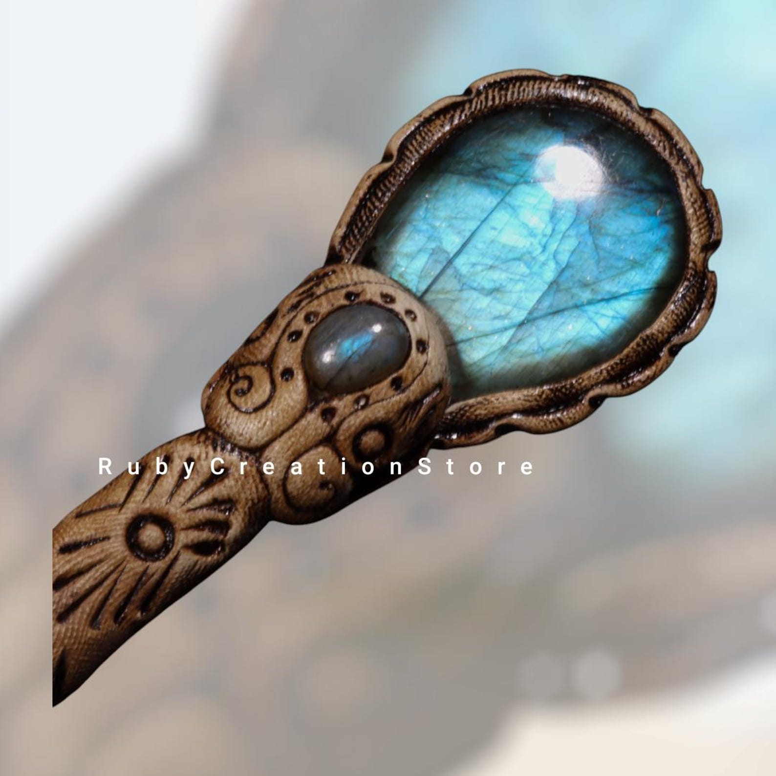 Labradorite Hair Sticks: Handmade Polymer Clay Boho Hair Pins - Etsy