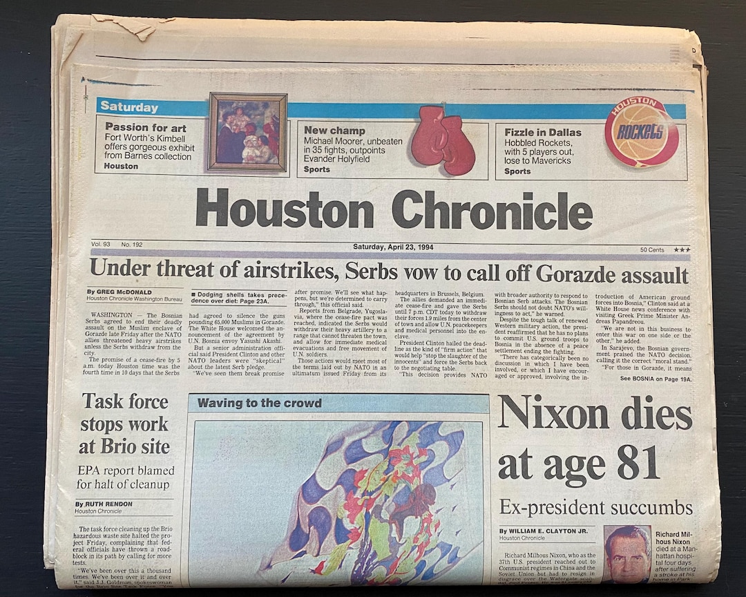 The Houston Chronicle - Vintage Newspaper - Vintage the Houston ...