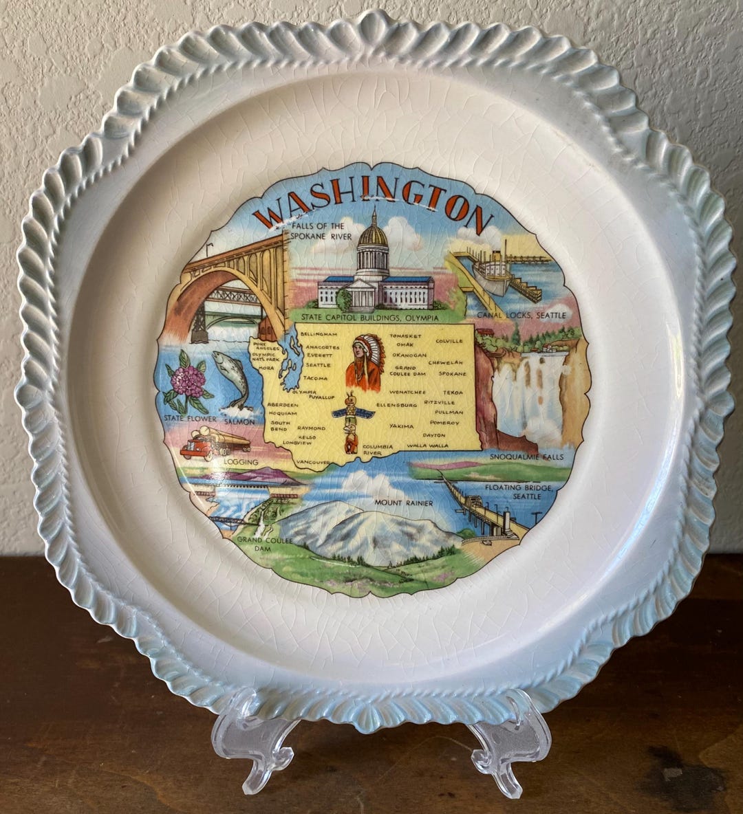 Vintage Washington State Plate - Washington State Souvenir Plate ...