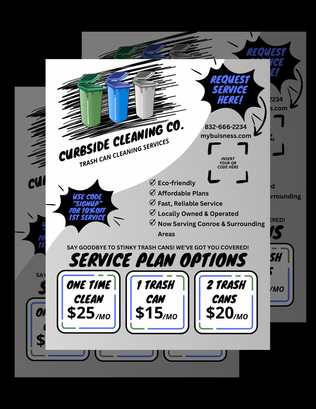 Trash Can Cleaning Price Sheet, Trash Can Cleaning Flyer, Garbage Can ...