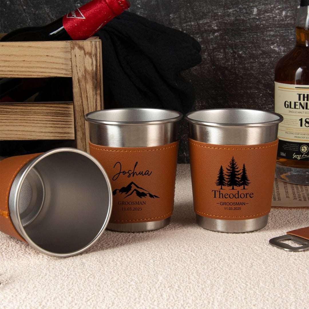 Personalized Beer Cup With Leather Can Holder,custom Beer Cup,engraved ...
