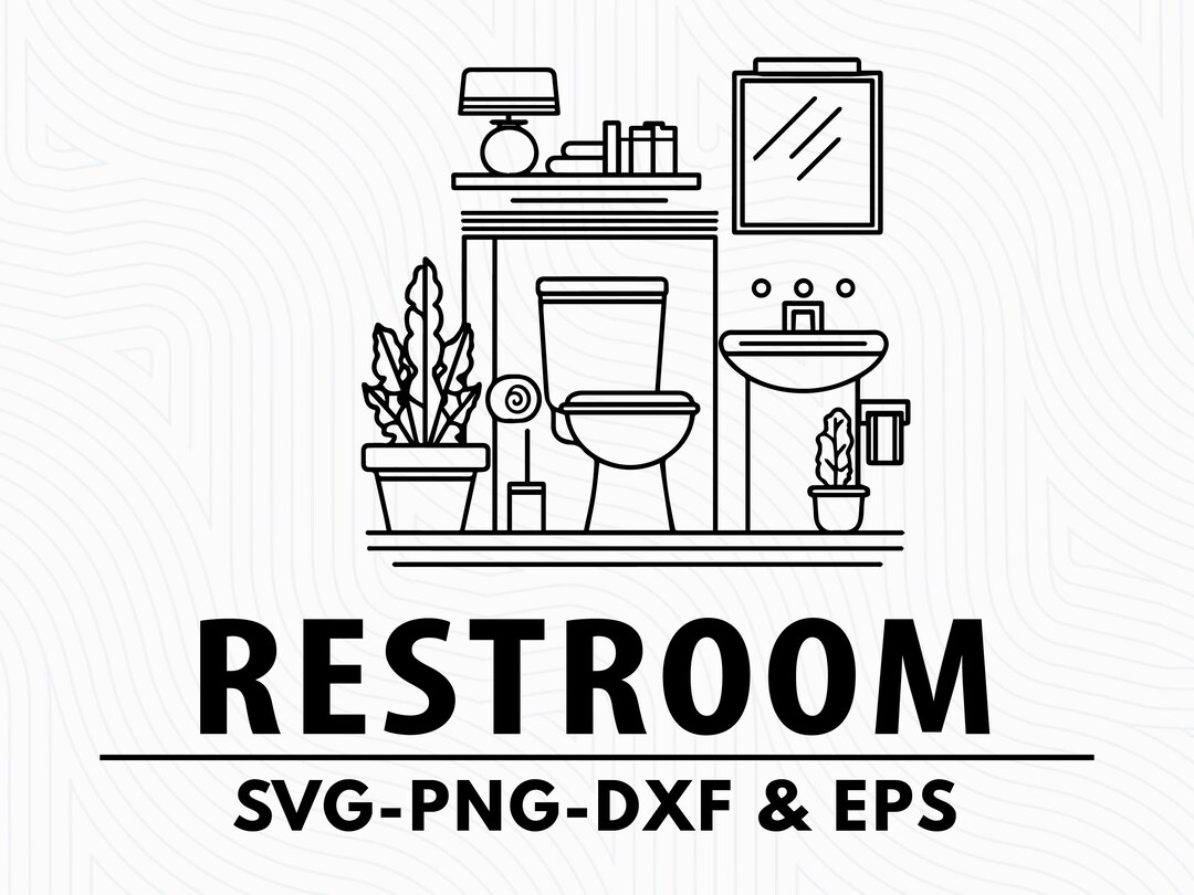 Restroom Silhouette SVG PNG DXF Eps, Bathroom Icons Clipart Vector ...