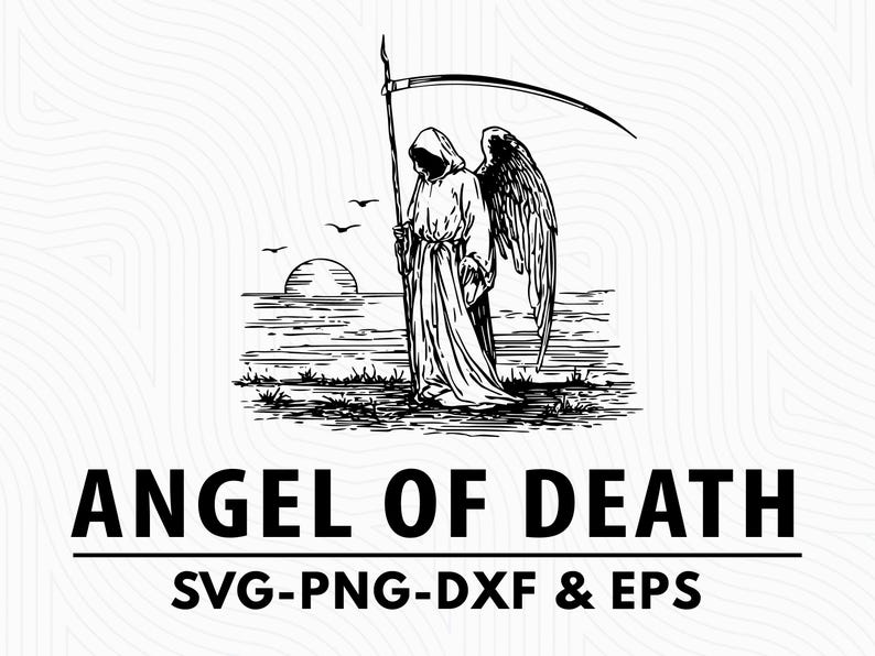 Angel of Death Silhouette SVG PNG DXF Eps, Grim Reaper Wings Clipart ...