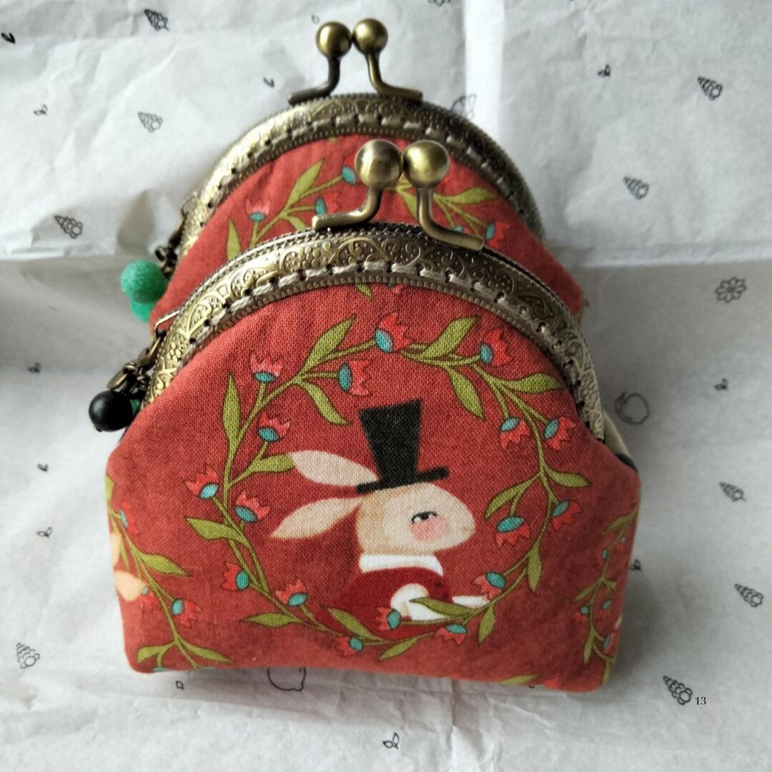 Small Cute Wallets With Rabbits, Double Kiss Lock Coin Purse, Vintage ...