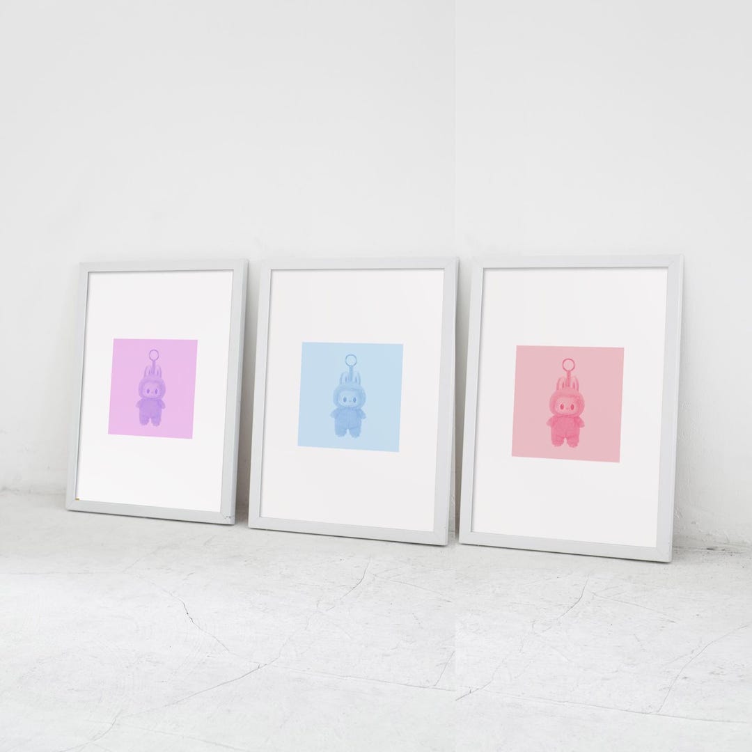 Minimalistic LABUBU Wall Art Set of 3 Adorable Poster Apartment Decor ...