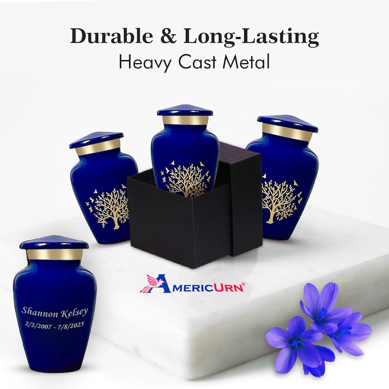 Americurn Blue Tree Cremation Urn for Ashes - Keepsake Sizes Available ...