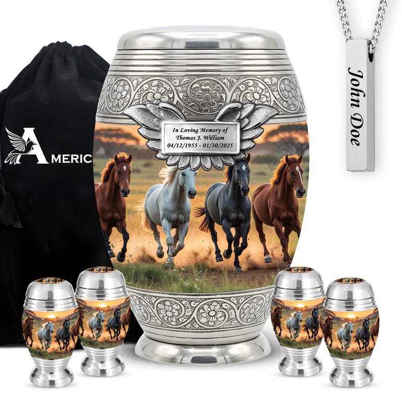 Horse Cremation Urns for Human Ashes – Personalized Large Urn, Keepsake ...