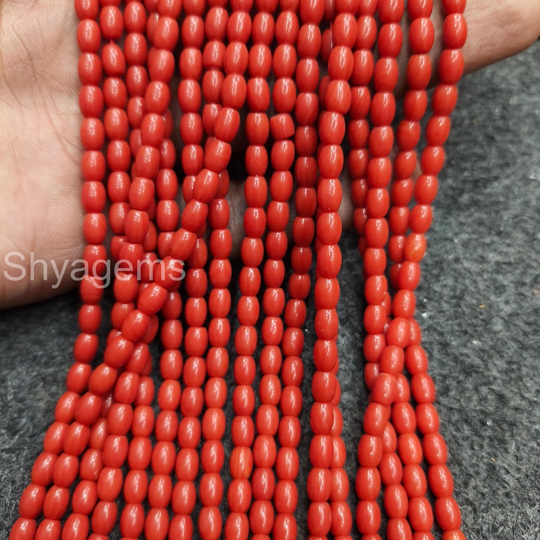 Natural Genuine Red Coral Beaded Necklace, Coral Cube Gemstone Jewelry ...