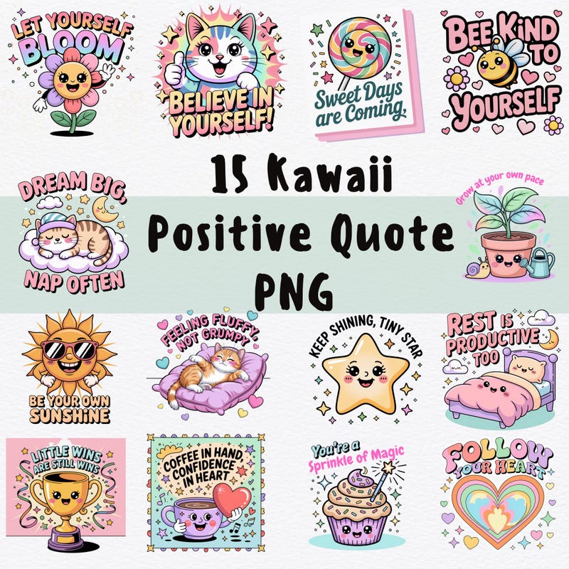 Kawaii Positive Quote Png - Etsy