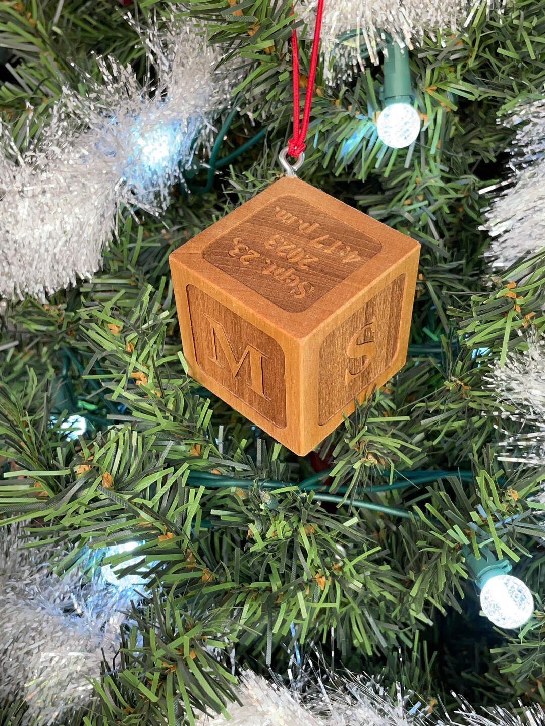 Personalized Wooden Baby Block Ornament - Etsy