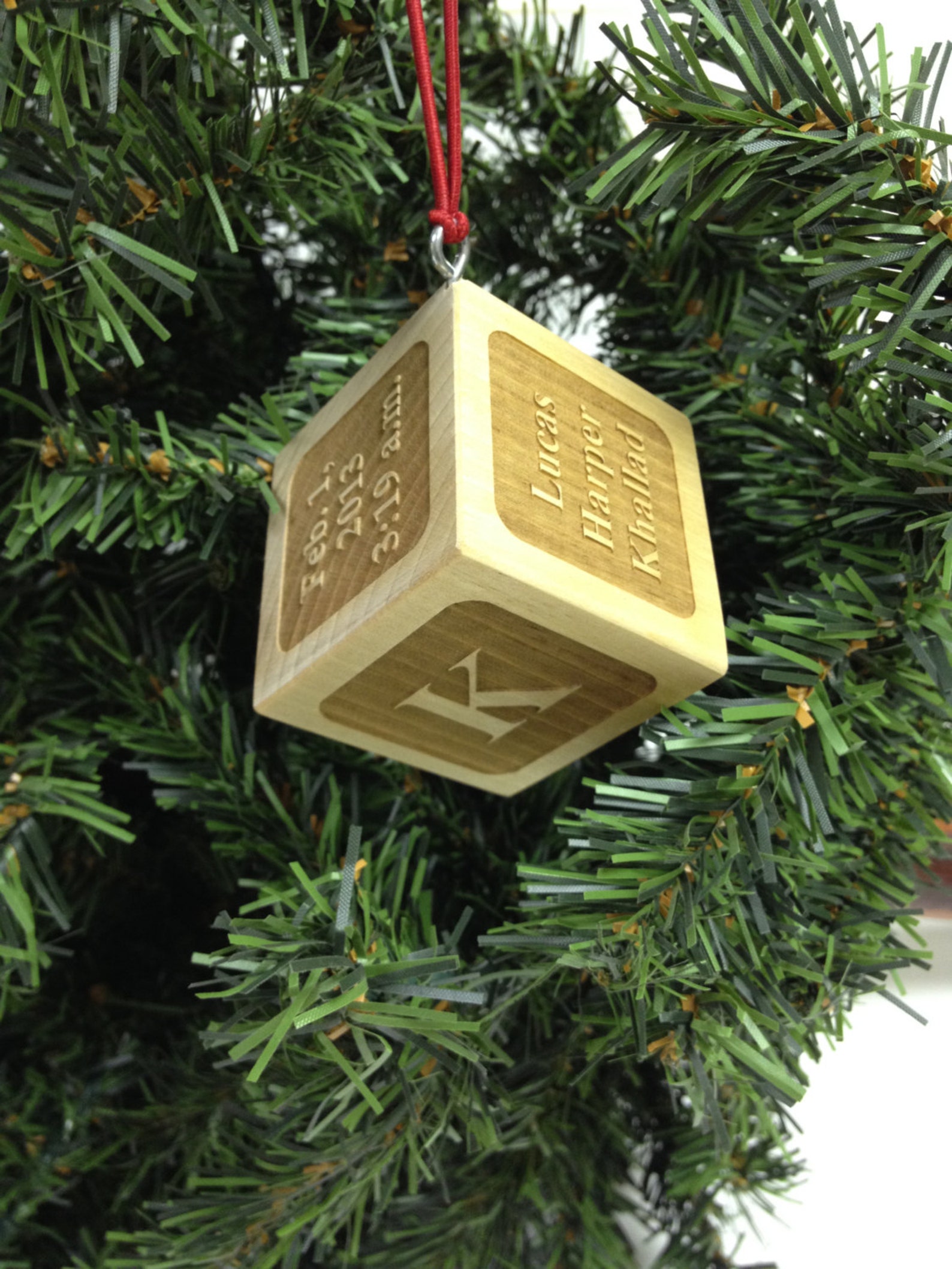 Personalized Wooden Baby Block Ornament - Etsy