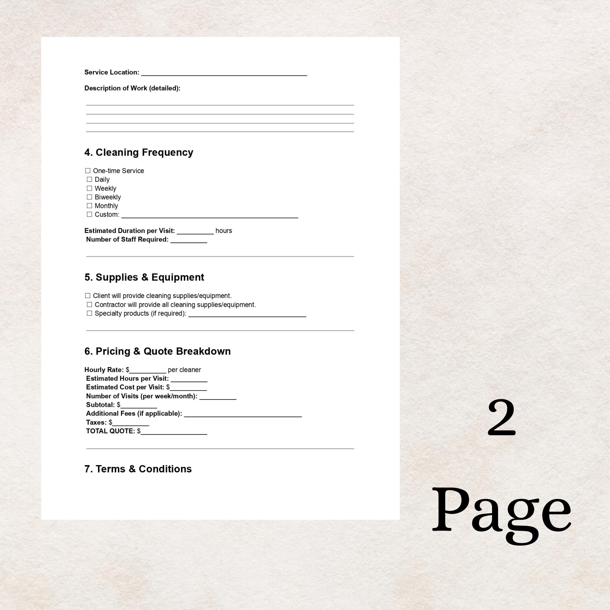 Cleaning Services Quote Template: Editable Estimate Form (digital ...