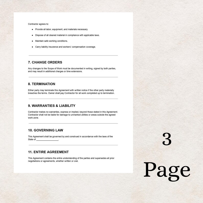 Land Clearing Contract Template DOC & PDF | Editable Service Agreement ...