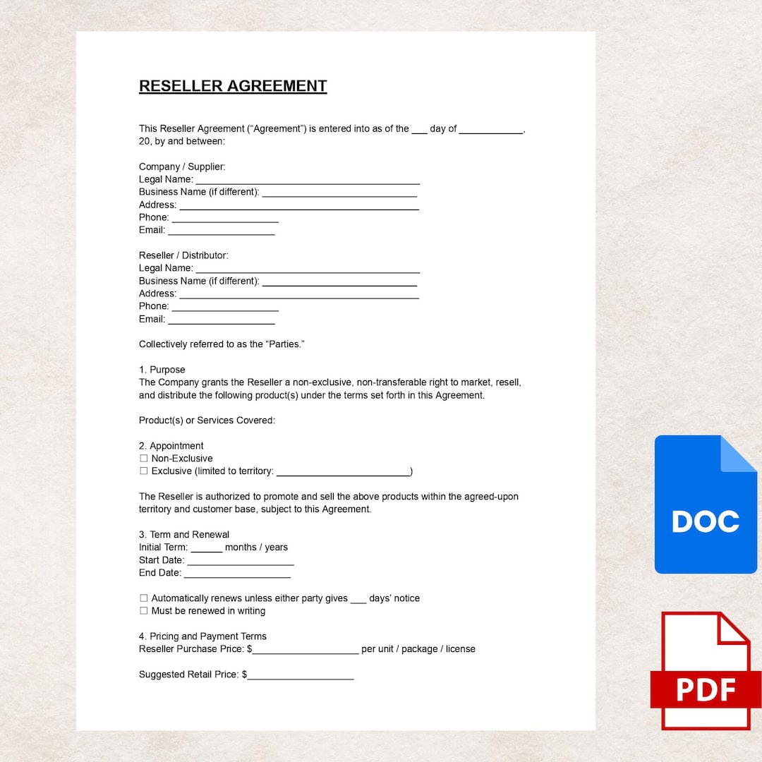 Reseller Agreement Template for Distributors and Vendors | Legal Sales ...