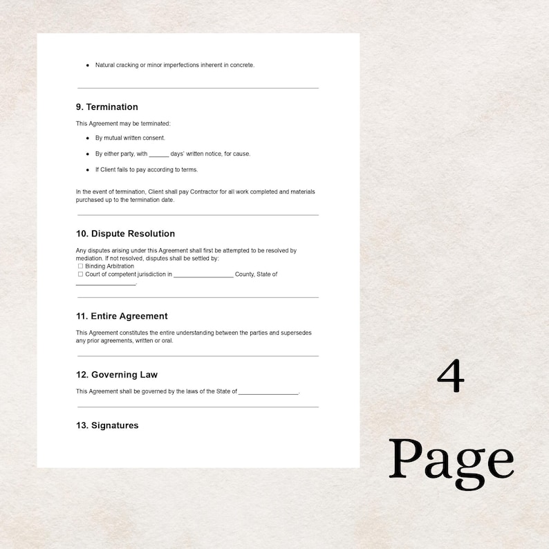 Concreter Service Agreement | Editable Concrete Work and Construction ...