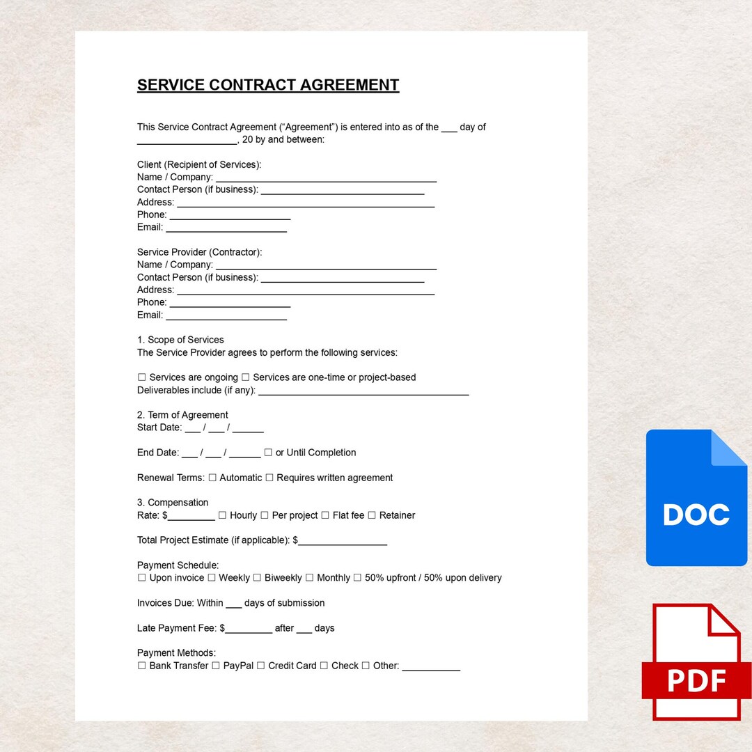 Service Contract Template: Professional Services Agreement (PDF & DOC ...