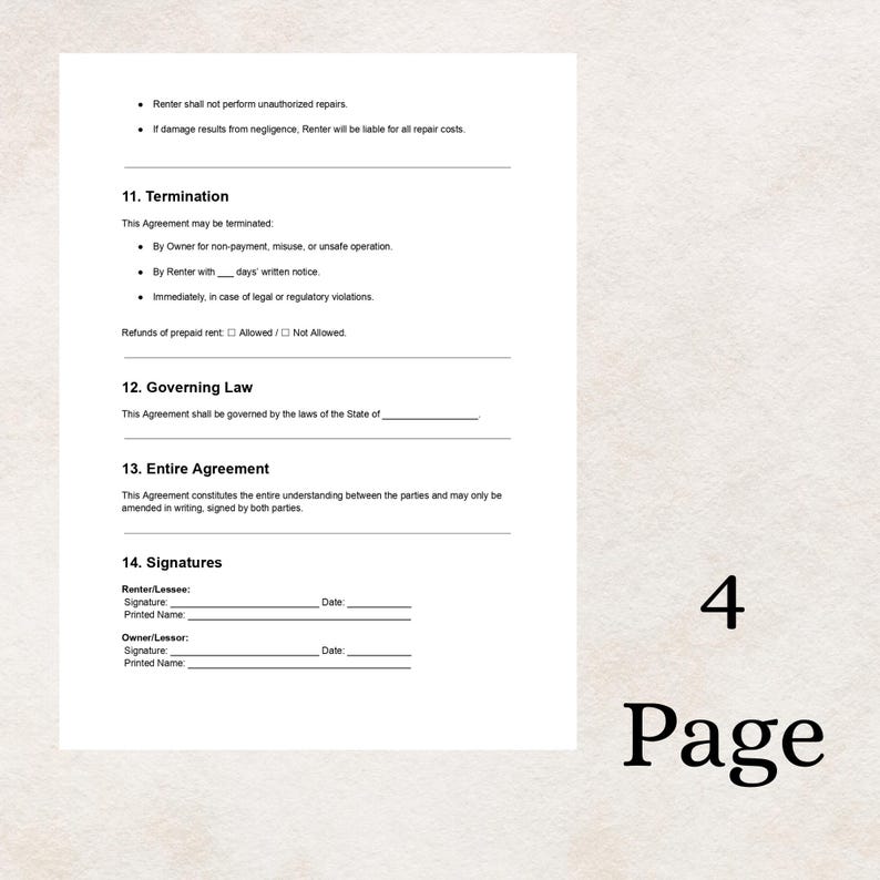 Food Truck Rental Agreement Template: Editable Vendor Contract (digital ...