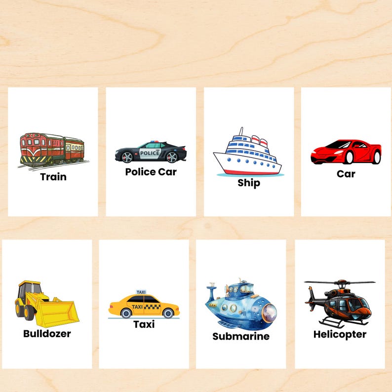 20 Vehicles Flashcards Real Pictures of Transportation for Kids ...