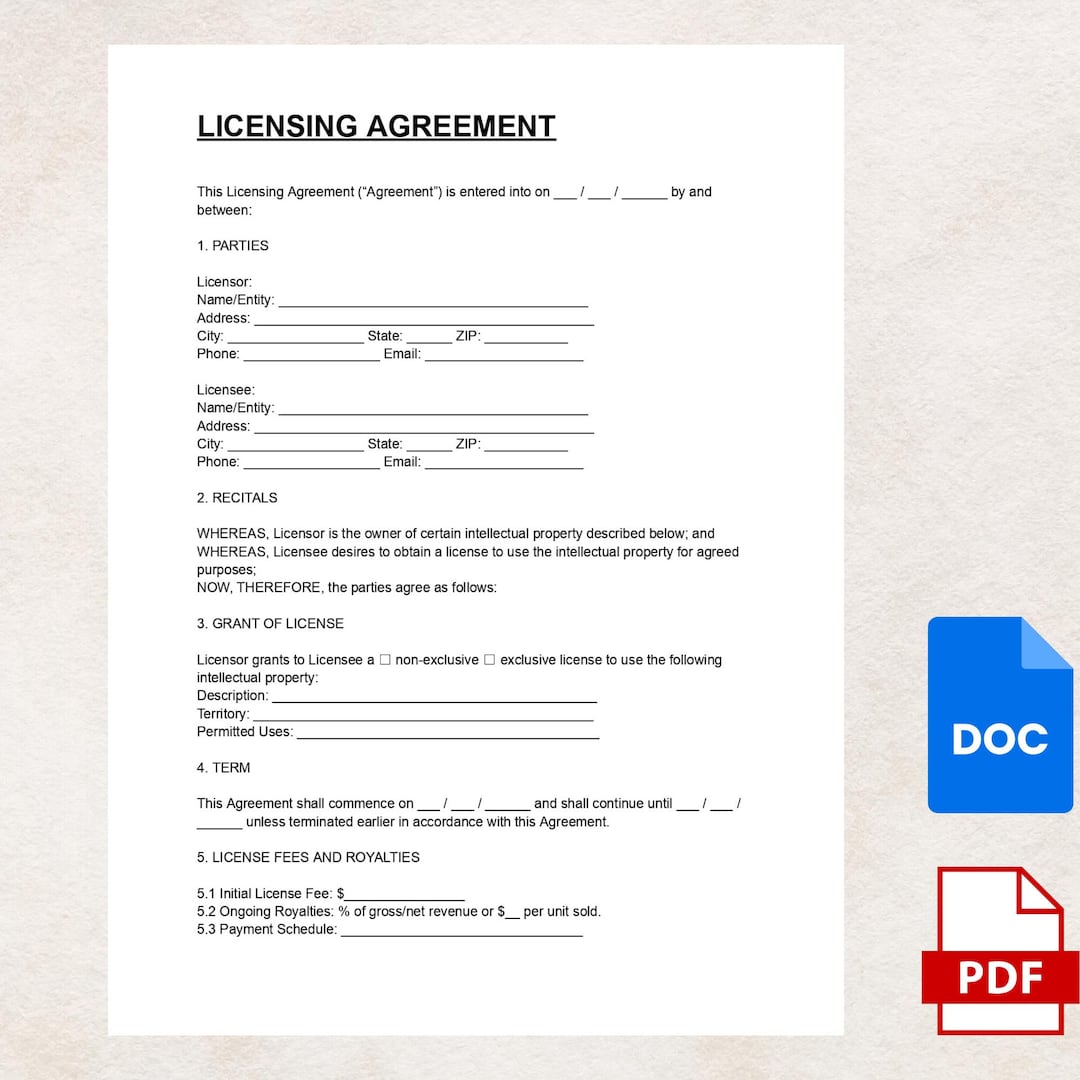 Licensing Agreement Template: Intellectual Property, Copyright ...