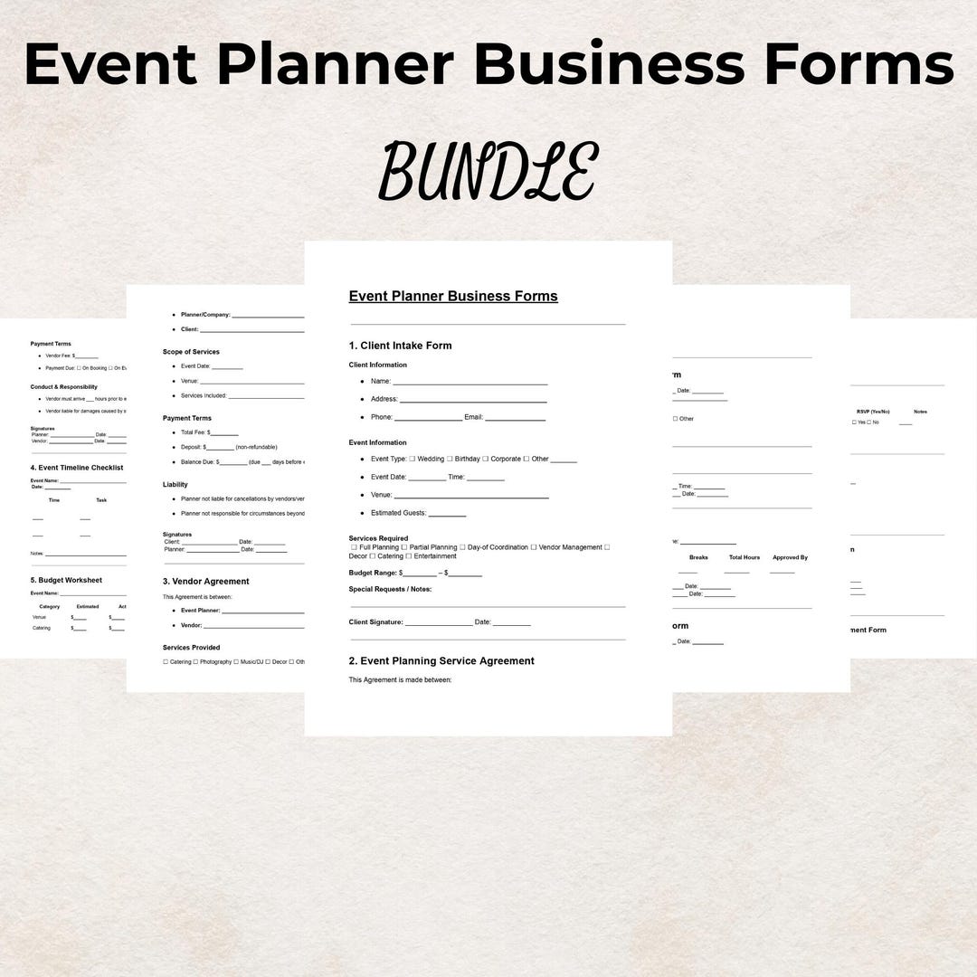 Event Planner Business Forms Bundle: Editable Templates (DOC & PDF ...