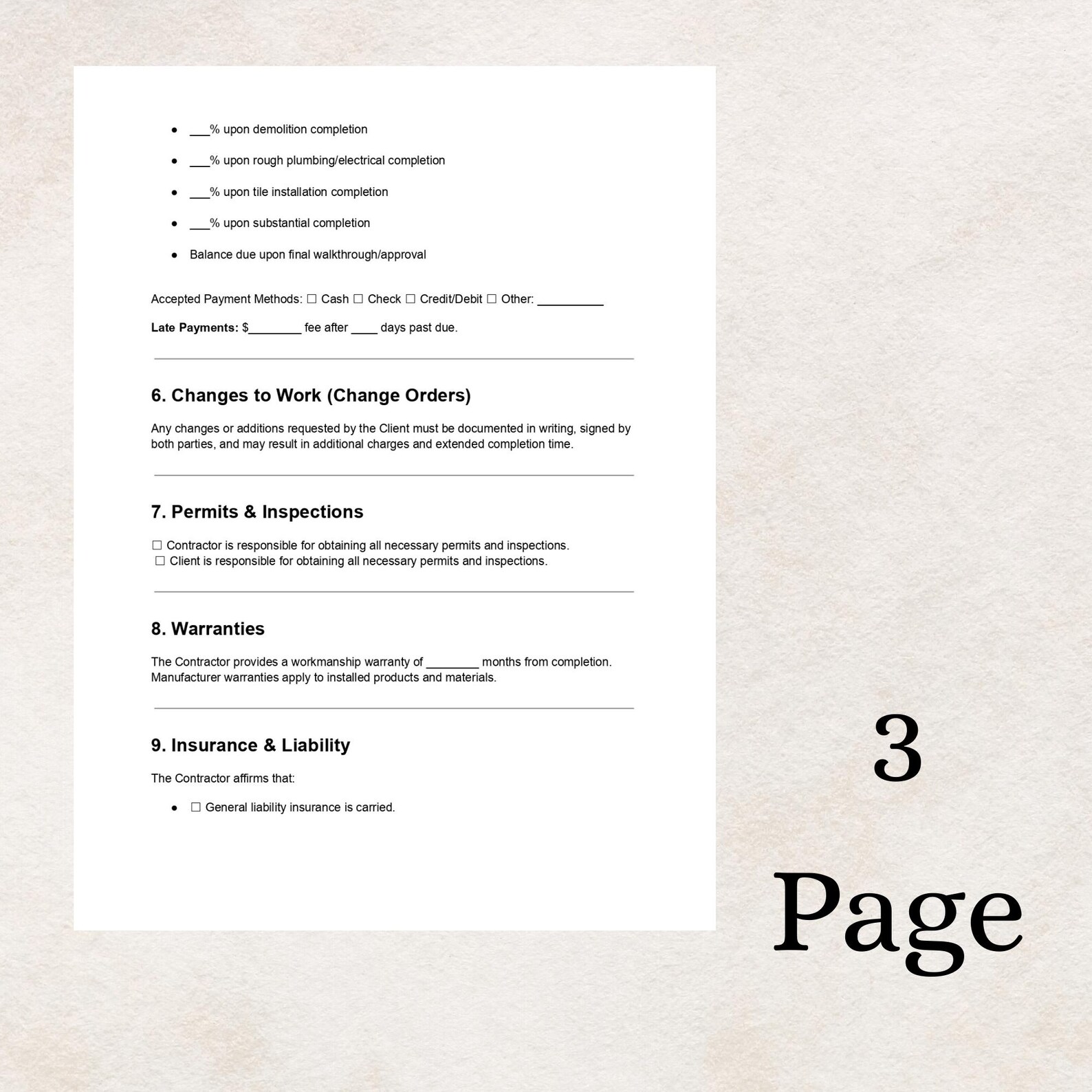 Bathroom Remodel Contract | Editable Home Renovation and Remodeling ...