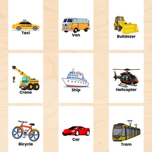 20 Vehicles Flashcards Real Pictures of Transportation for Kids ...