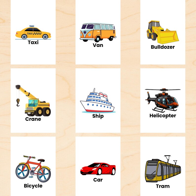 20 Vehicles Flashcards Real Pictures of Transportation for Kids ...