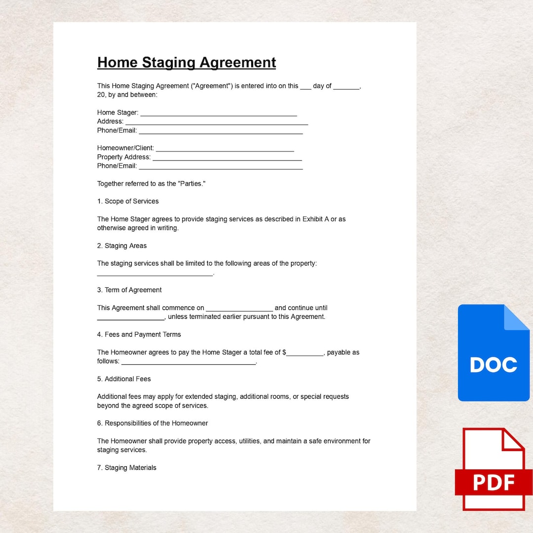 Editable Home Staging Agreement Template: Property Styling Contract ...