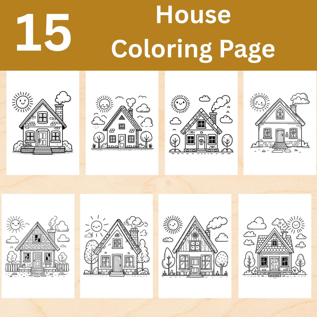 15 House Coloring Page,cute Printable Home for Kids,cartoon House ...