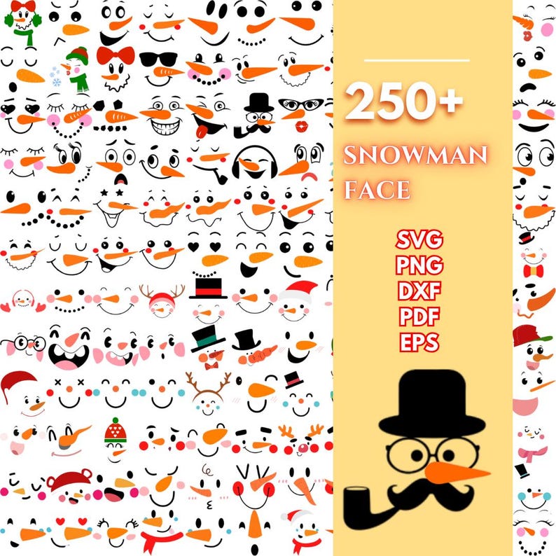 250+ Snowman Face Design Svg Png Pdf Eps Dxf Clipart File Instant ...