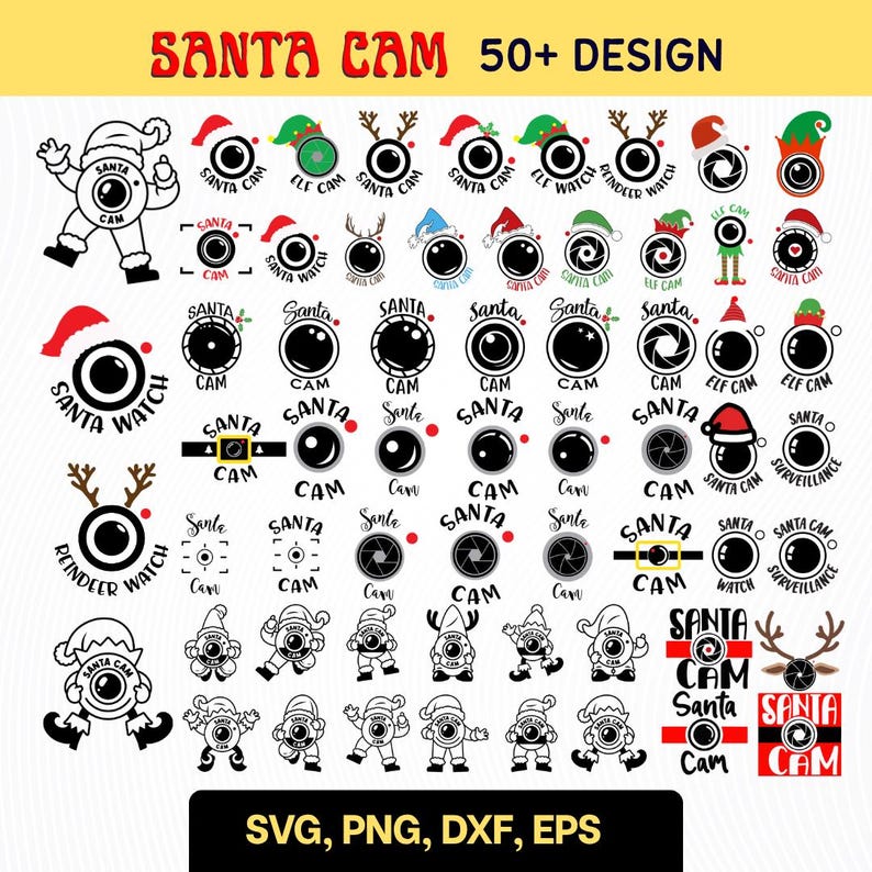 50+ Santa Cam Design Digital File Svg Png Pdf Eps Dxf Clipart Printable ...