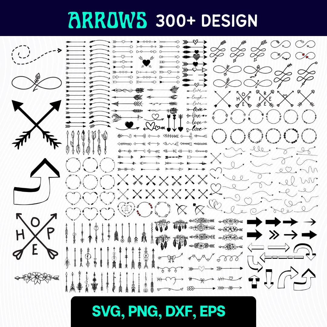 300+ Arrow Bundle Svg Png Pdf Eps Dxf Clipart File Instant Digital ...
