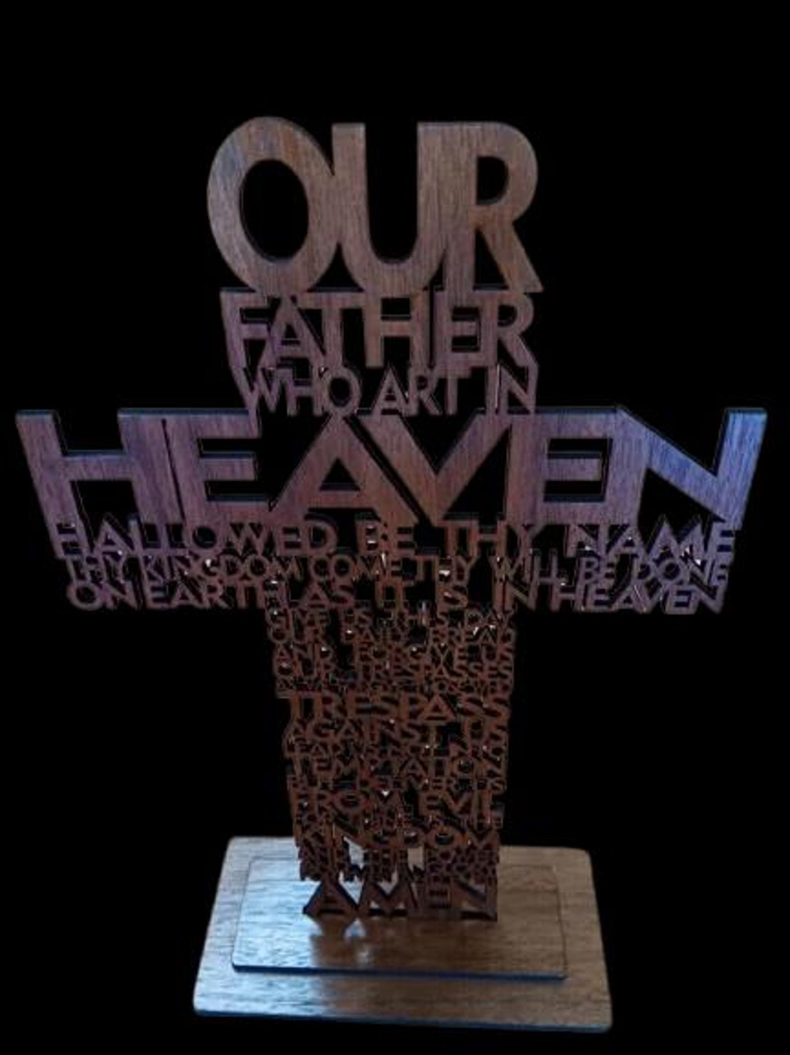 SVG DXF File Lightburn Ready Lord's Prayer Cross With Base (for Laser ...