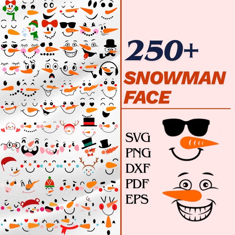 250+ Snowman Face Design Svg Png Pdf Eps Dxf Clipart File Instant ...