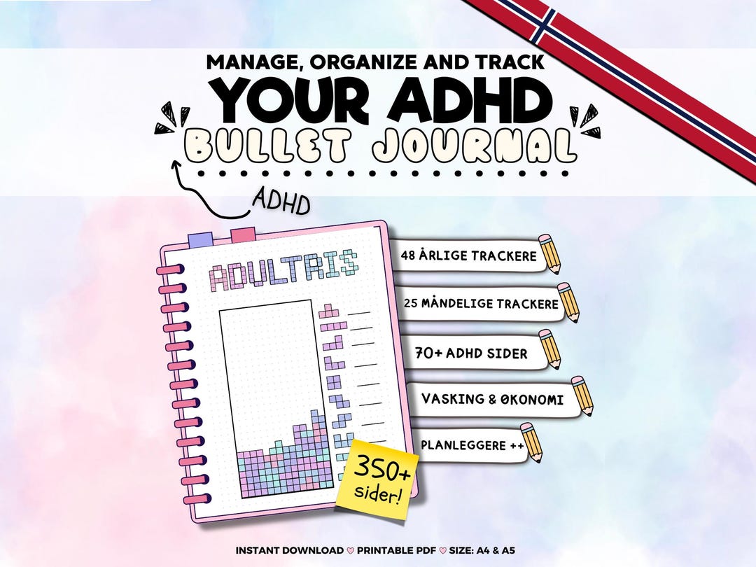 2025-2026 ADHD Bullet Journal: 350+ Printable Pages. Organize Your ADHD ...