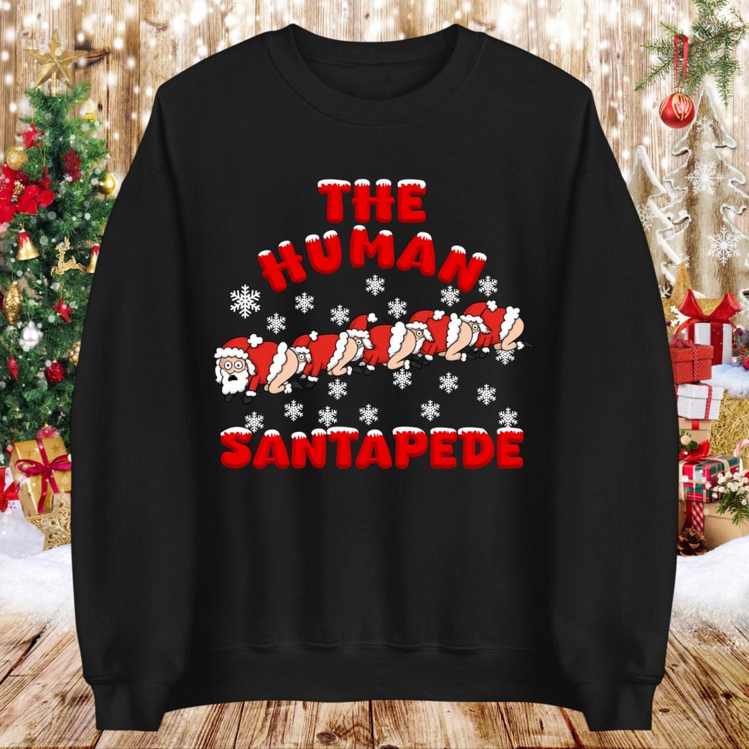The Human Santapede Funny Christmas Jumper, Adults Rude Xmas Hoodie ...