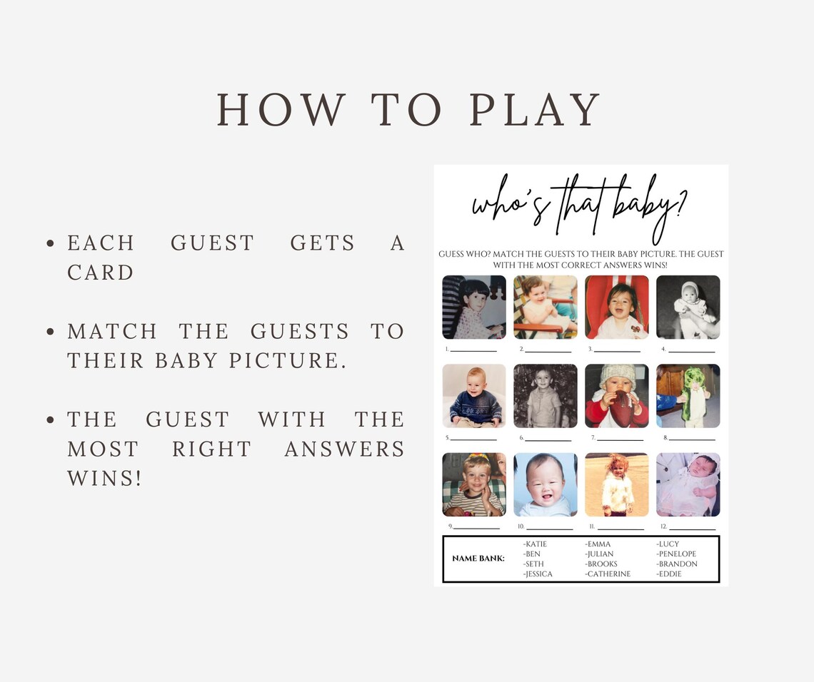 Who's That Baby Game, Personalized Baby Shower Photo Card - Etsy
