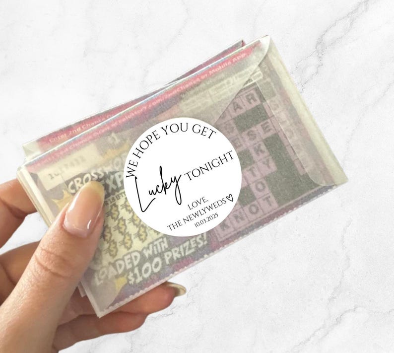 Personalized Wedding Lottery Ticket Favor Stickers & Envelopes, We Hope ...
